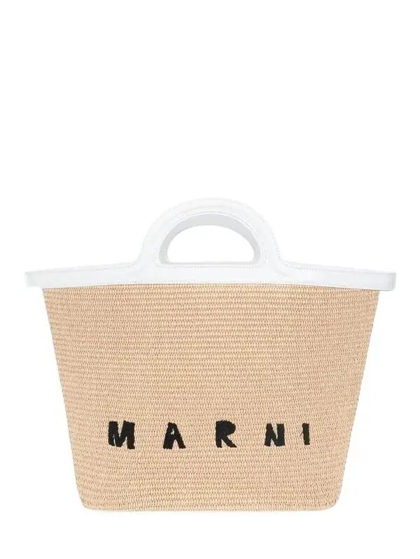 Marni Logo Embroidered Tote Bag - Nude