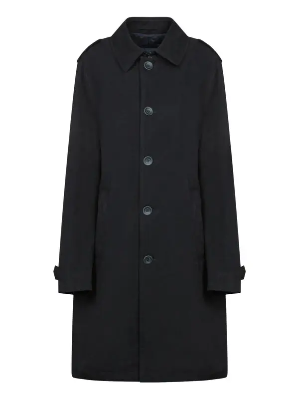 Herno Waxed Button-front Coat - Black