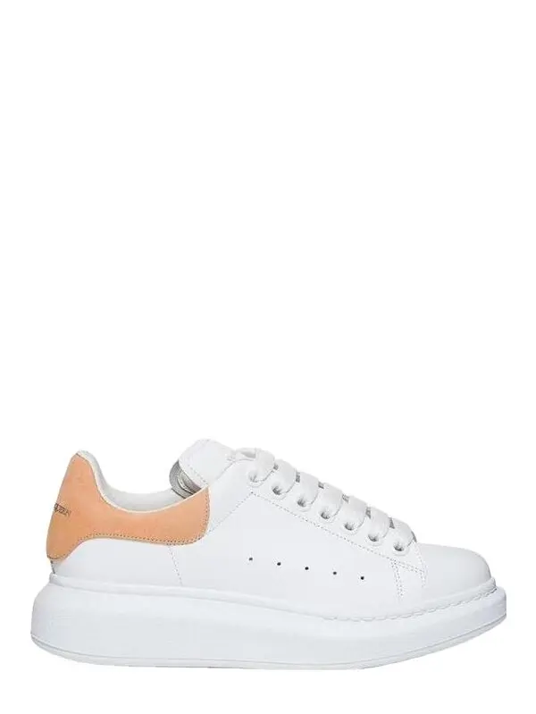 Alexander McQueen Oversized Leather Sneakers With Suede Heel Detail - White