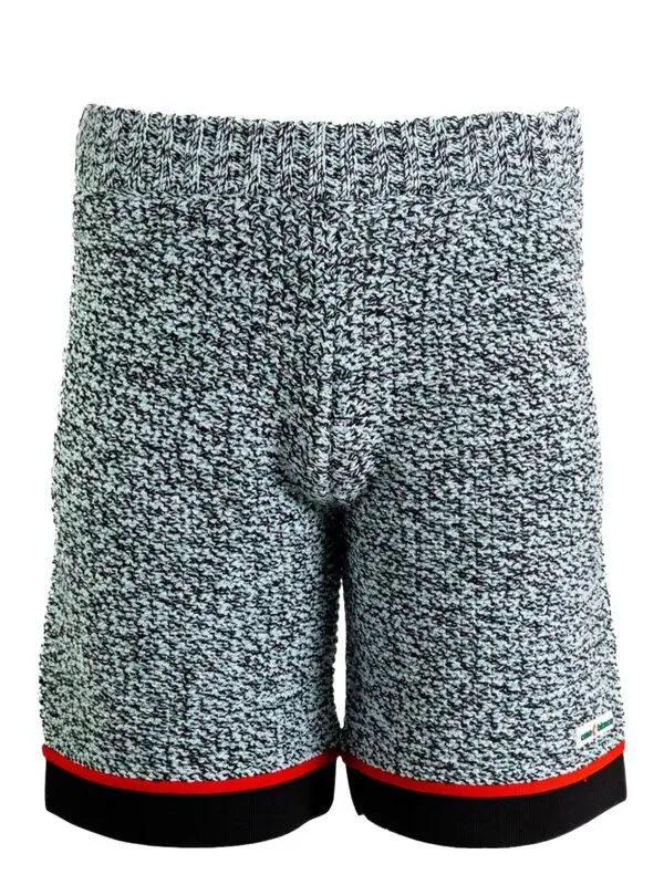 Casablanca Textured Knit Shorts With Logo Patch - Gray