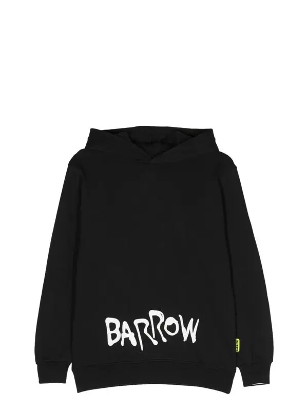 BARROW Bear Print Cotton Hoodie - Black