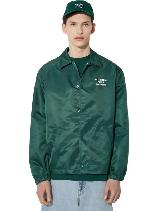 Drole De Monsieur Lightweight Slogan Jacket - Green
