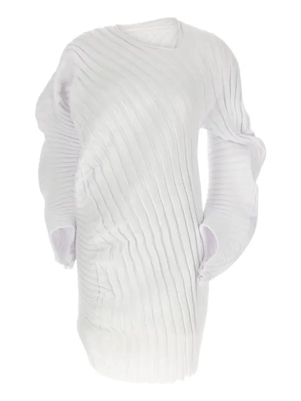 Issey Miyake Ribbed Asymmetrical Top - White