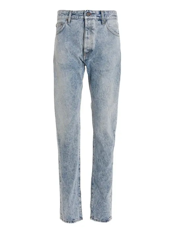 Palm Angels Logo-printed High Waist Jeans - Gray