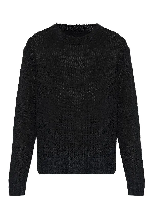 JIL SANDER Open-knit Crewneck Jumper - Black
