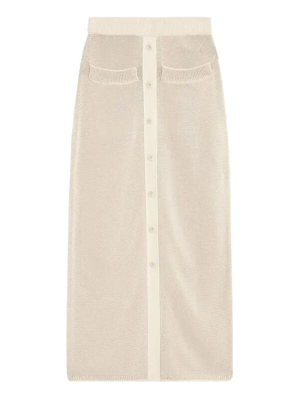JOSEPH Buttoned Knit Midi Skirt - Nude
