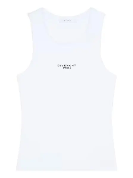 Givenchy Logo Ribbed Tank Top - White