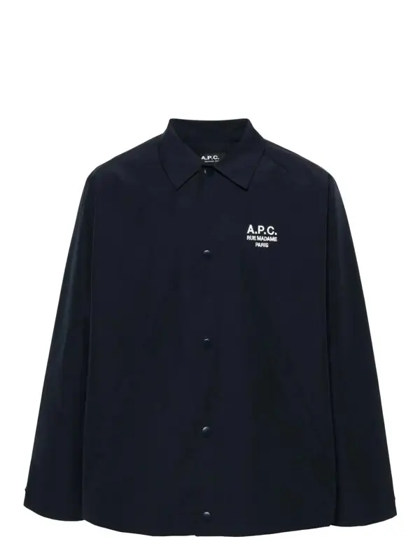 A.p.c. Regis Embroidered Logo Shirt Jacket - Black