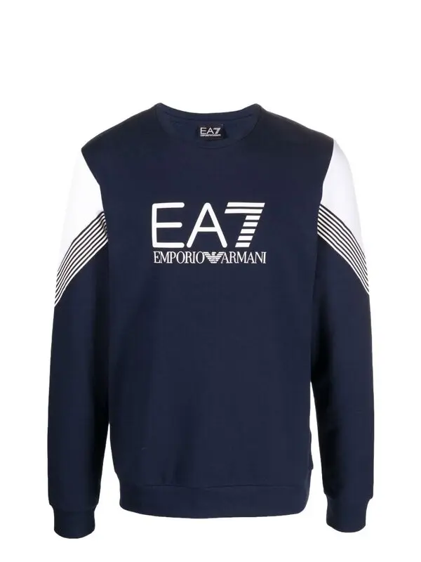 EA7 Logo-print Crew-neck Sweatshirt - Black