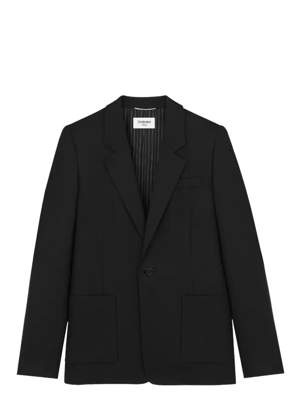 Saint Laurent Long Sleeve Single-breasted Jacket - Black