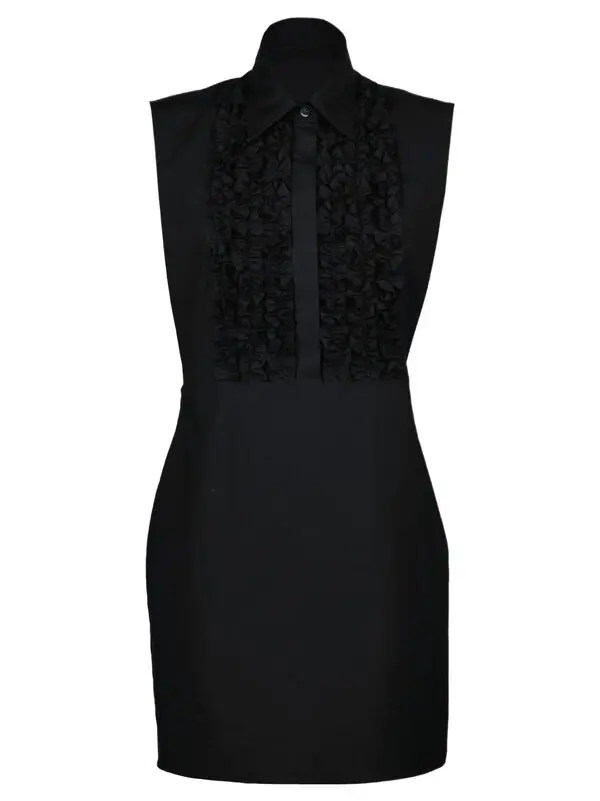 Moschino Sleeveless Ruffled Lapel Dress - Black