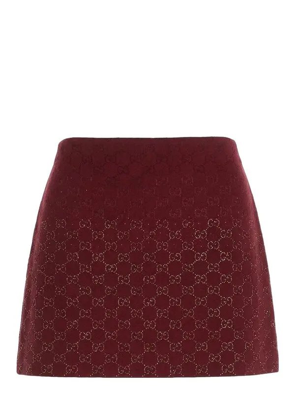 Gucci Gg Canvas Mini Skirt With Gradient Crystal Embellishment - Red