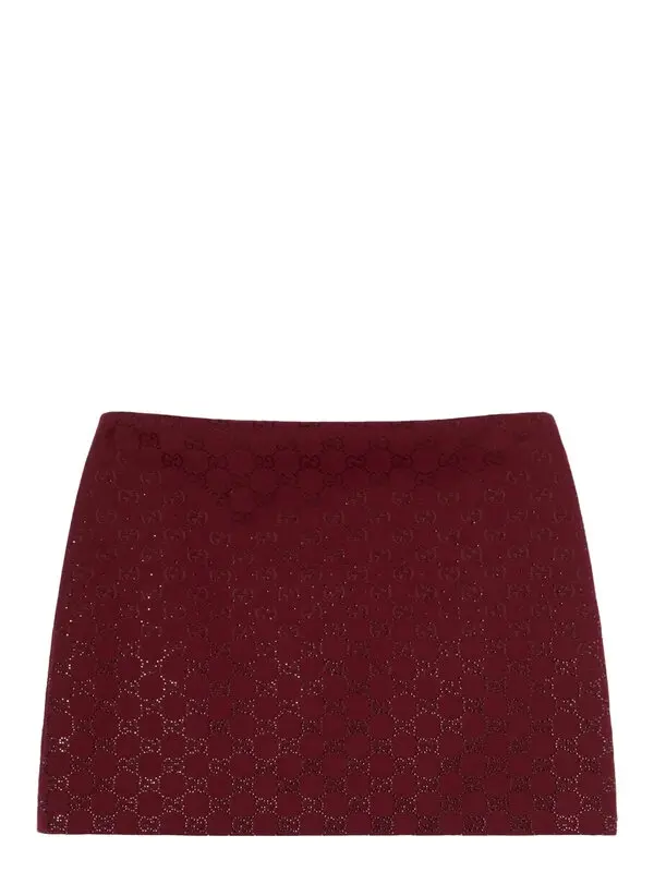 Gucci Gg Canvas Mini Skirt With Gradient Crystal Embellishment - Red