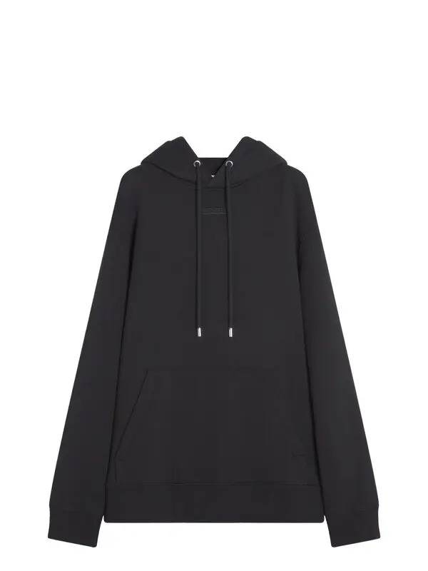 LANVIN Logo Embroidered Drawstring Hoodie - Black