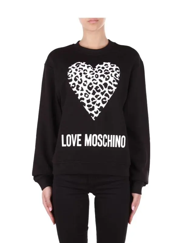 Moschino Leopard Heart Logo Sweatshirt - Black