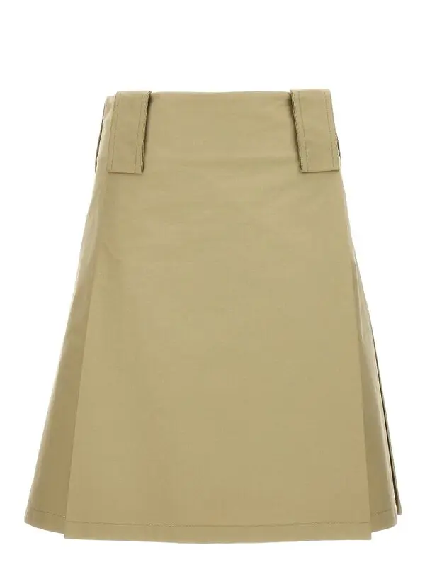 Burberry Pleated A-line Midi Skirt - Nude