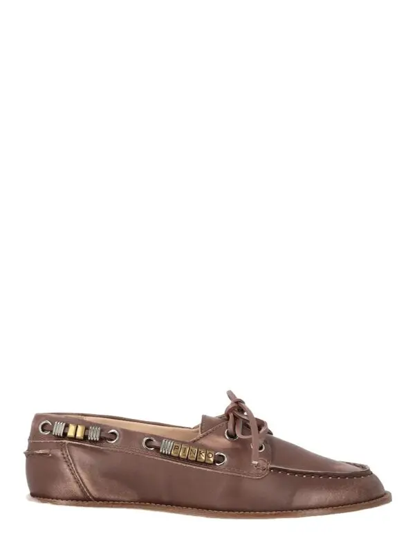 Pinko Round Toe Boat Shoes - Brown