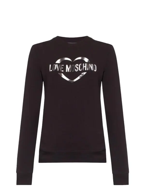 Moschino Long Sleeve Logo Top - Black