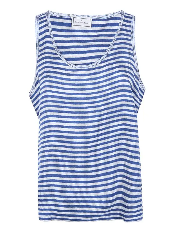 PIERRE-LOUIS MASCIA Striped Silk Tank Top - Blue