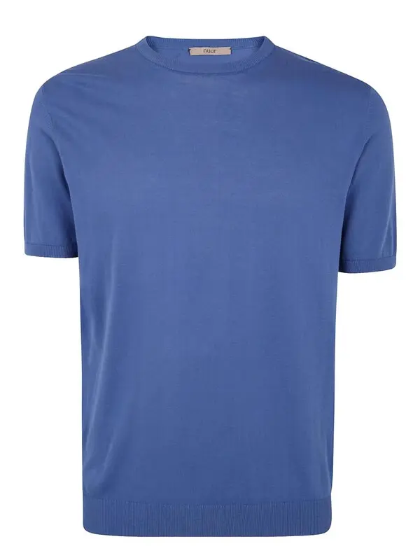 ROBERTO COLLINA Short Sleeves Round Neck - Denim