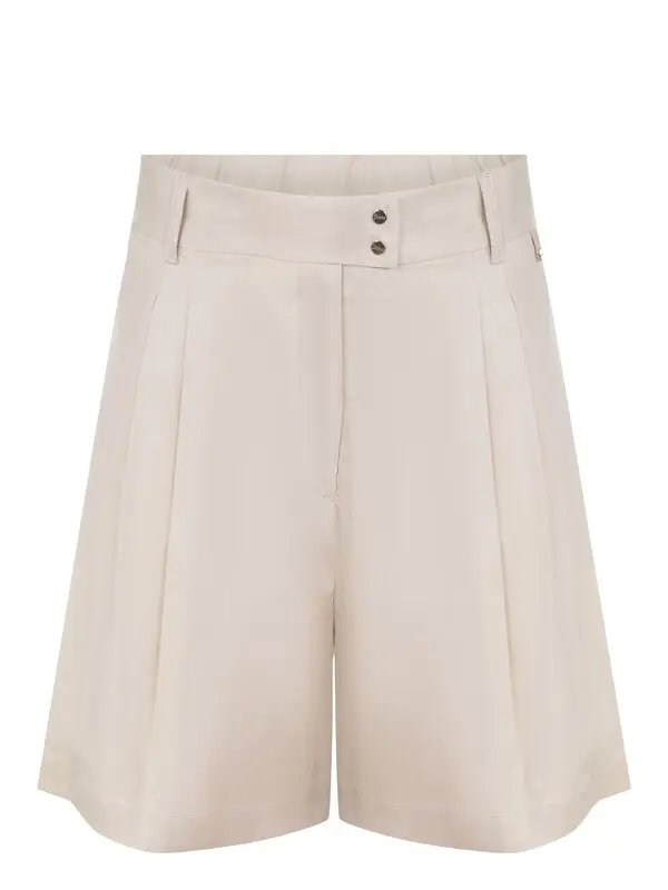 Herno Pleated High-waist Shorts - Nude