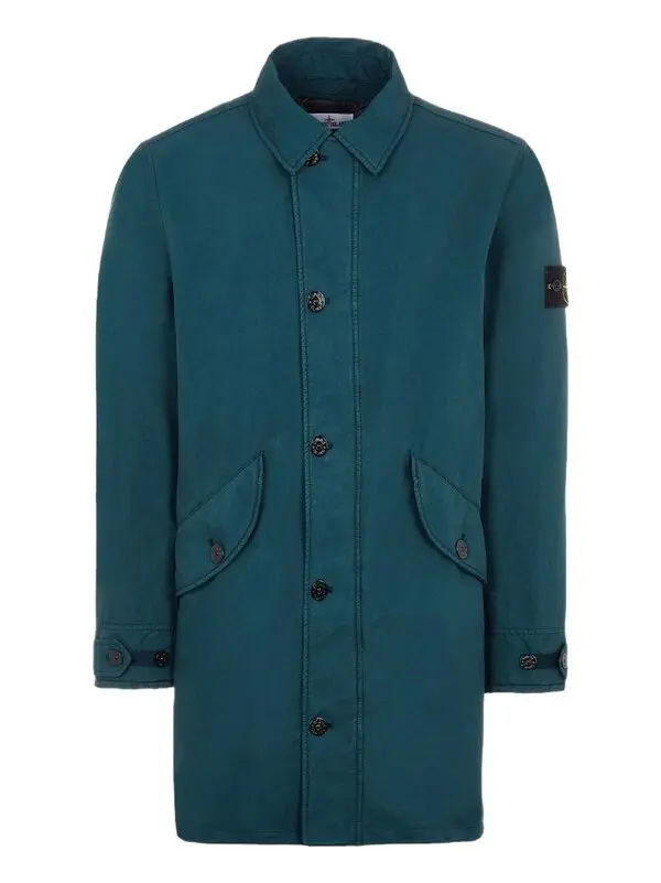 Stone Island Logo Patch Short Parka - Petroleum Color