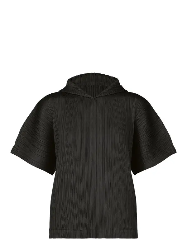 Issey Miyake Short-sleeved Pleated Hooded T-shirt - Black
