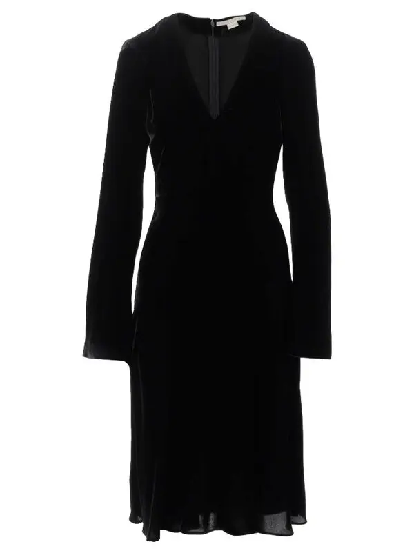 Stella McCartney V-neck Long Sleeve Midi Dress - Black