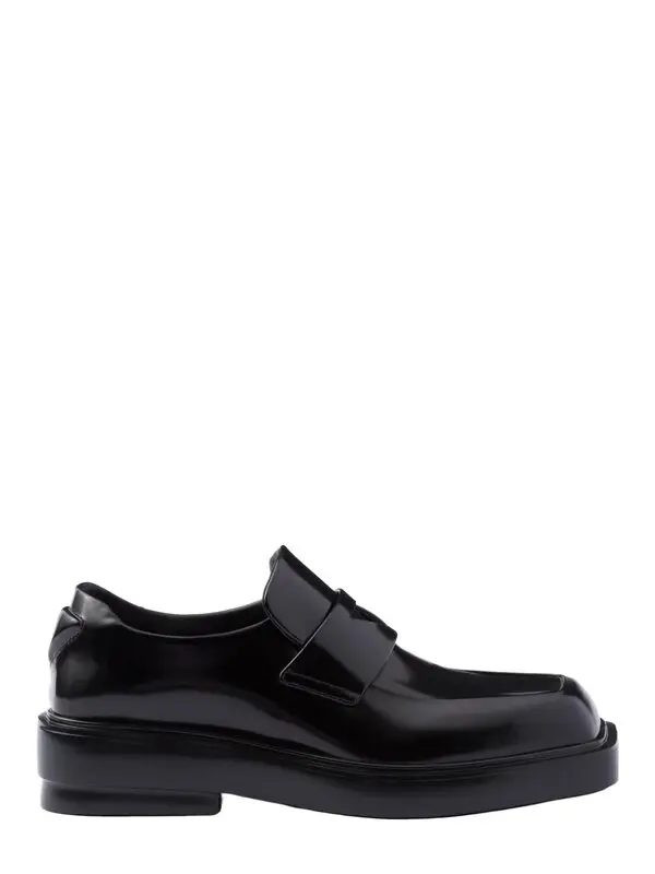Prada Triangle-patch Slip-on Loafers - Black