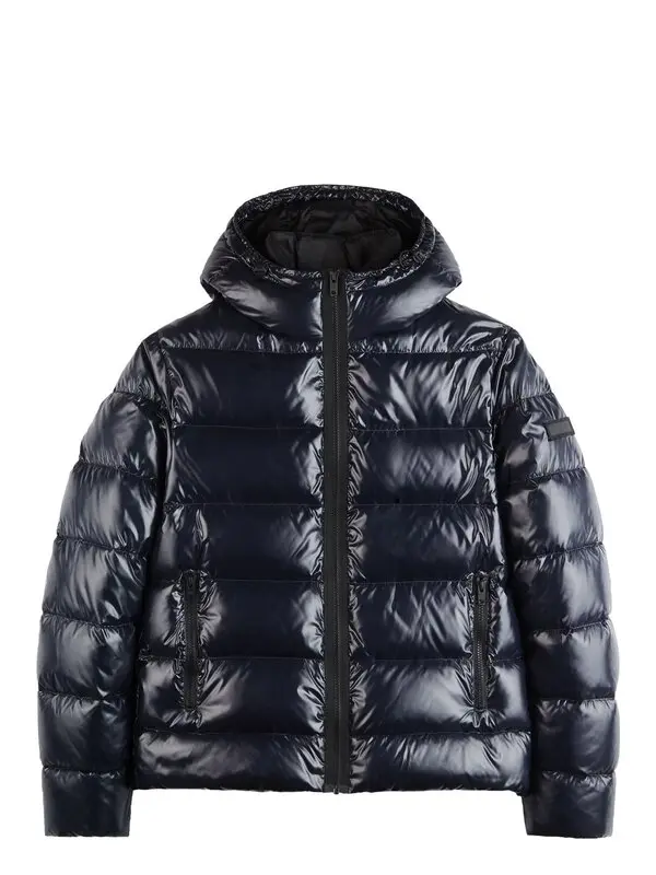 FAY Logo Patch Hooded Down Jacket - Black