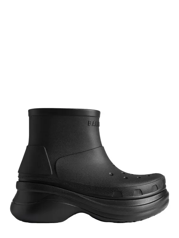 Balenciaga X Crocs Logo Embossed Ankle Boots - Black