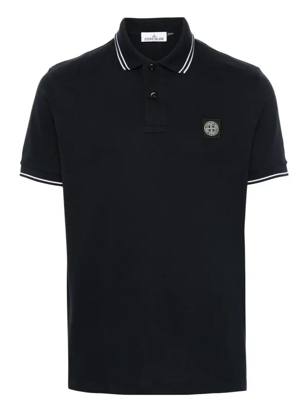 Stone Island Logo Patch Short-sleeved Polo Shirt - Blue