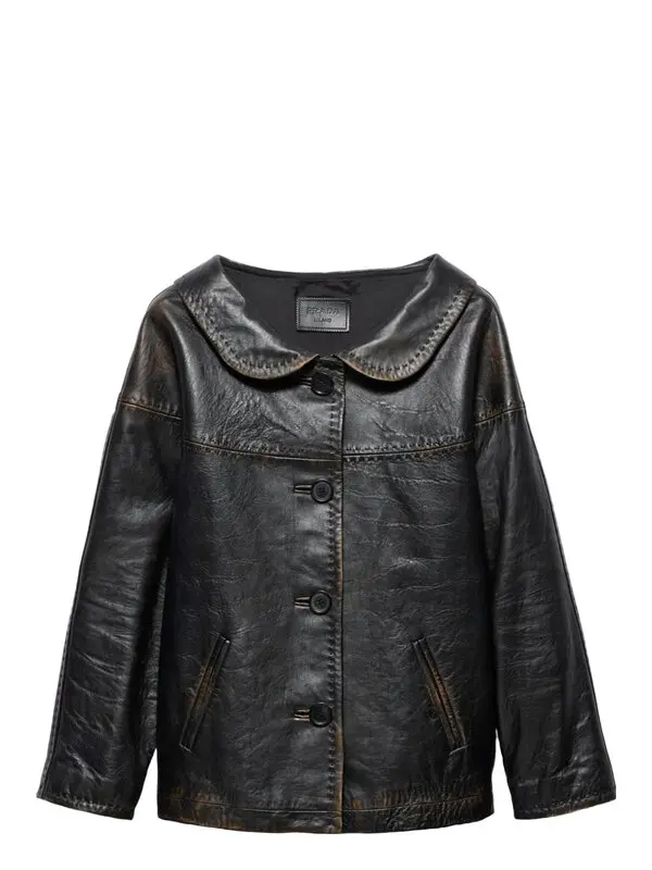 Prada Antiqued Nappa Leather Jacket - Black