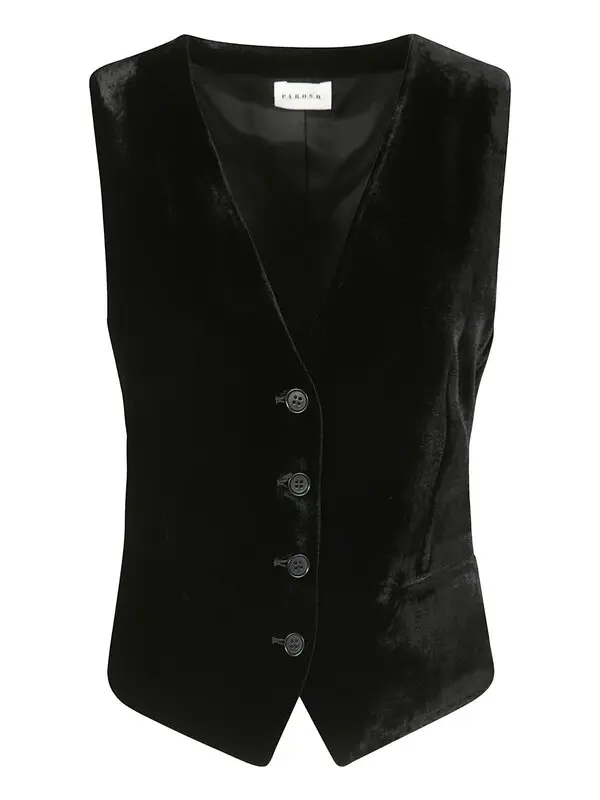 P.a.r.o.s.h Velvet V-neck Gilet - Black