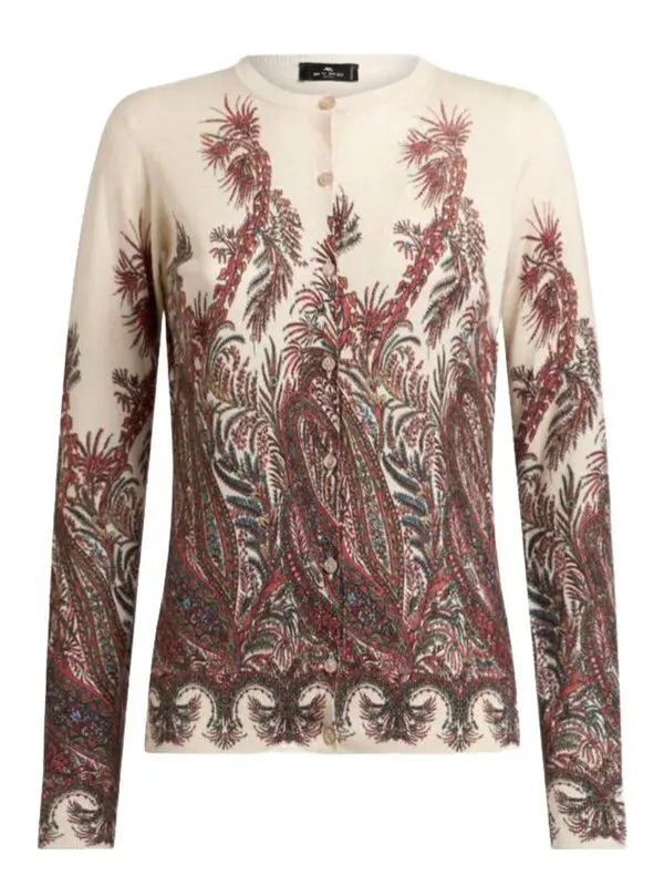Etro Silk And Cashmere Cardigan With Placed Print - Color