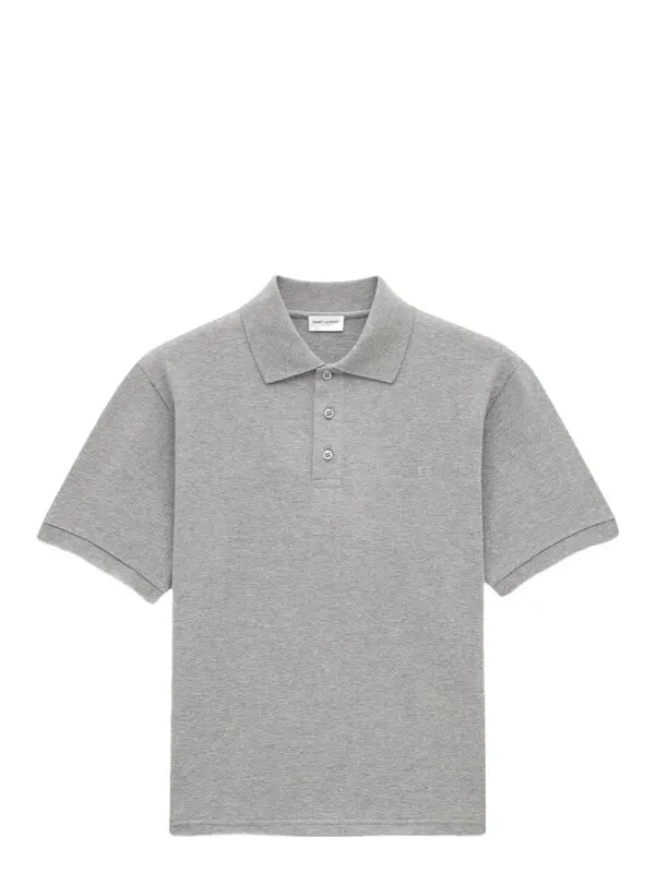 Saint Laurent Logo Embroidered Polo Shirt - Grey