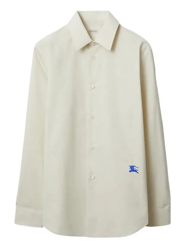 Burberry Equestrian Knight Embroidered Buttoned Shirt - Wheat-colored