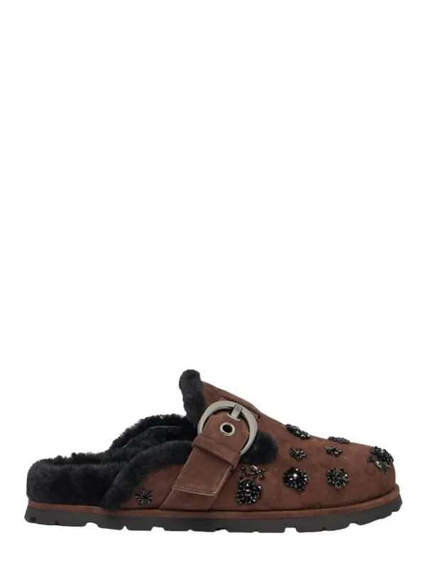 STUART WEITZMAN Chrystie Shearling Mule - Walnut/black