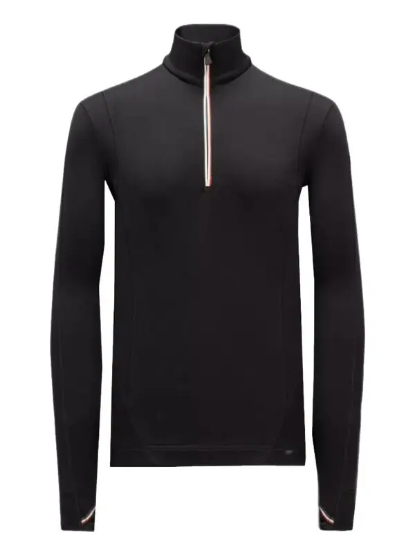 Moncler High Neck Long Sleeve Polo - Black