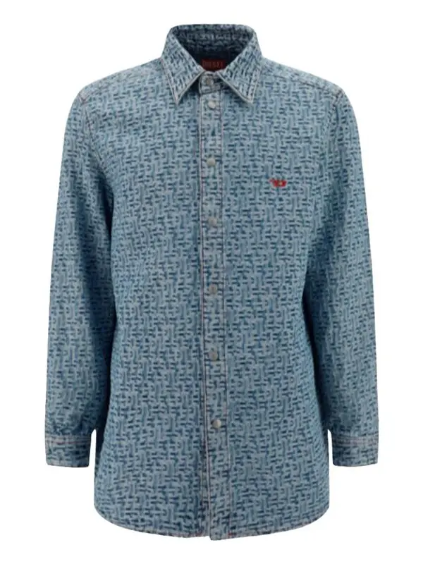 DIESEL® Monogram-printed Buttoned Shirt - Blue