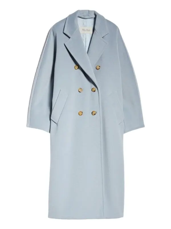 Max Mara Madame Belted Long-sleeved Coat - Light Blue