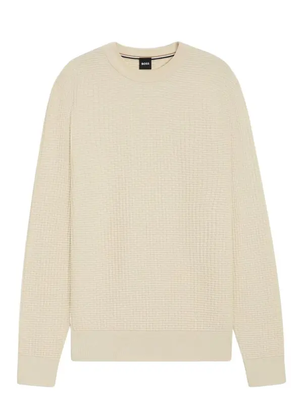 Hugo Boss Cotton Crew Neck Sweater - Natural
