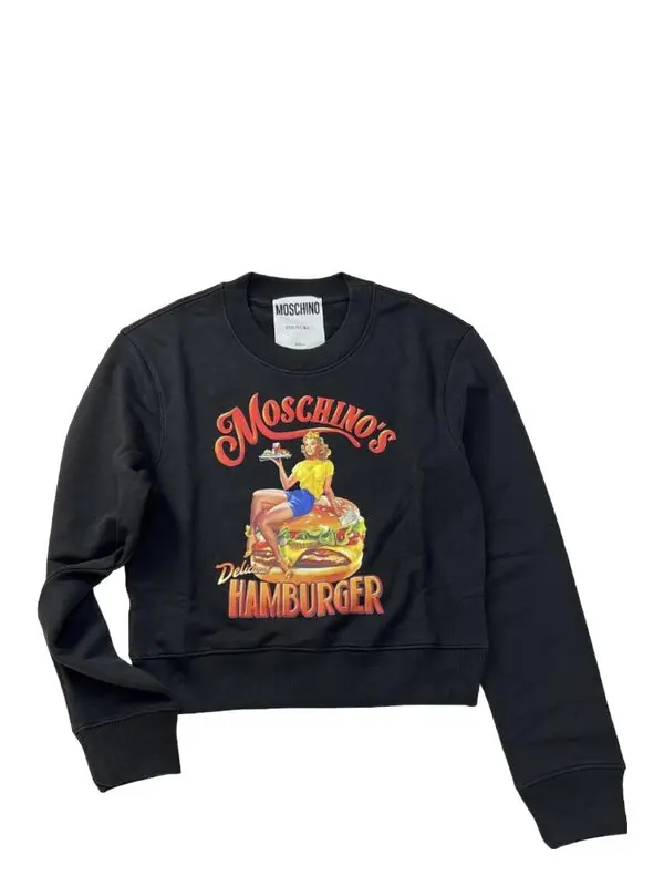 Moschino Graphic Print Crewneck Sweater - Black