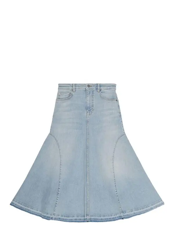 GANNI A-line Midi Denim Skirt - Gray