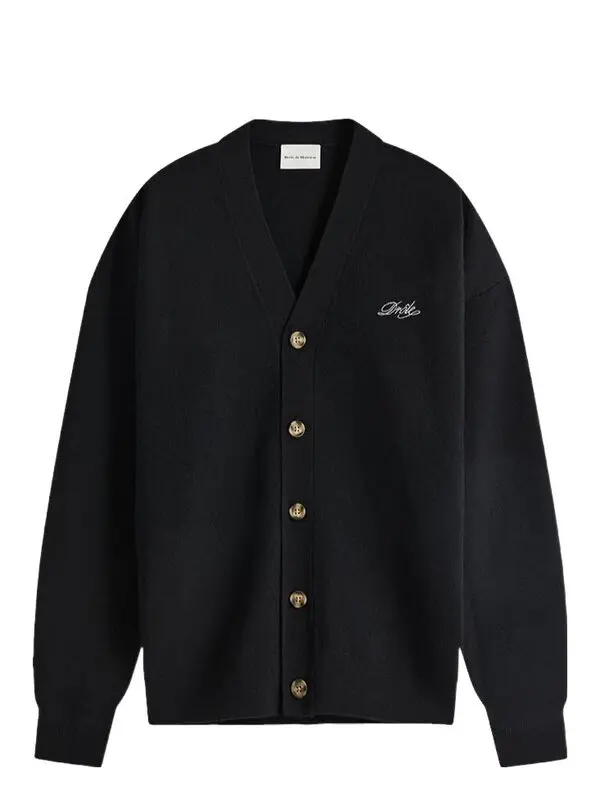 Drole De Monsieur Drôle De Embroidered Knitted Cardigan - Black