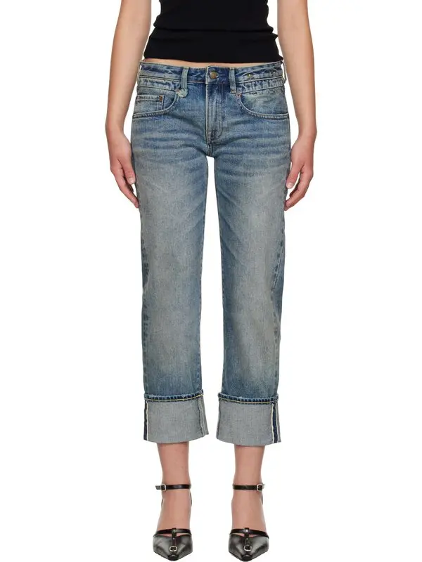 R13 Straight Leg Jeans With Belt Loops - Gray