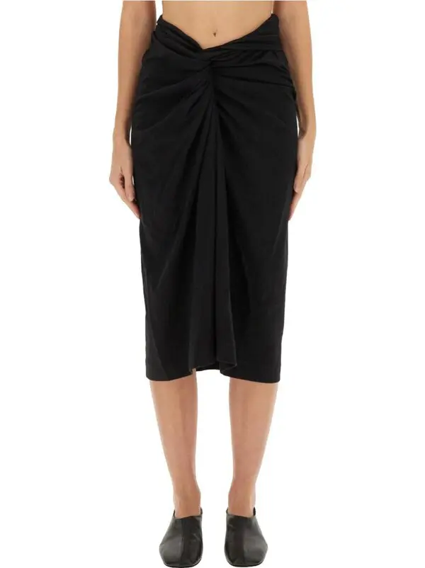 Dries Van Noten Knotted Jersey Skirt - Black
