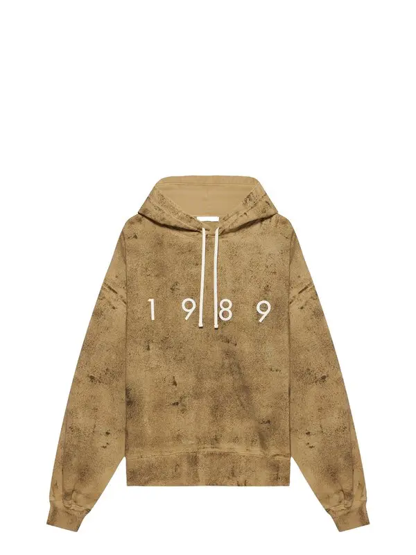 1989 STUDIO Contrast Logo Print Hoodie - Beige