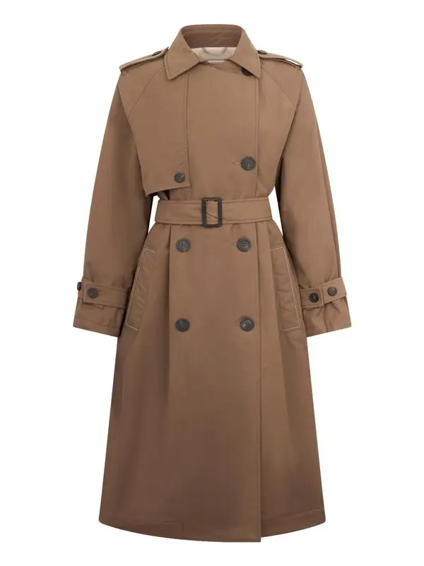 Peserico Spread Collar Double-breasted Trenchcoat - Brown