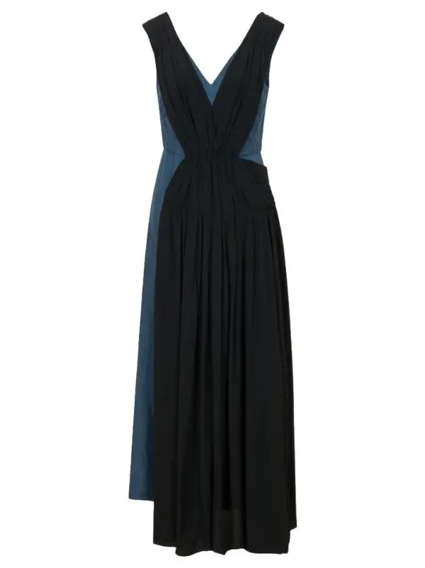 Marni Sleeveless Draped V-neck Dress With Back Slit - Turquoise